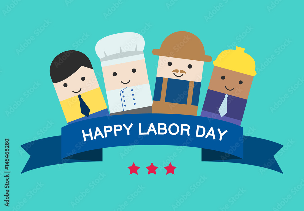 Happy labor day. Cute cartoons group of working people, business man ...