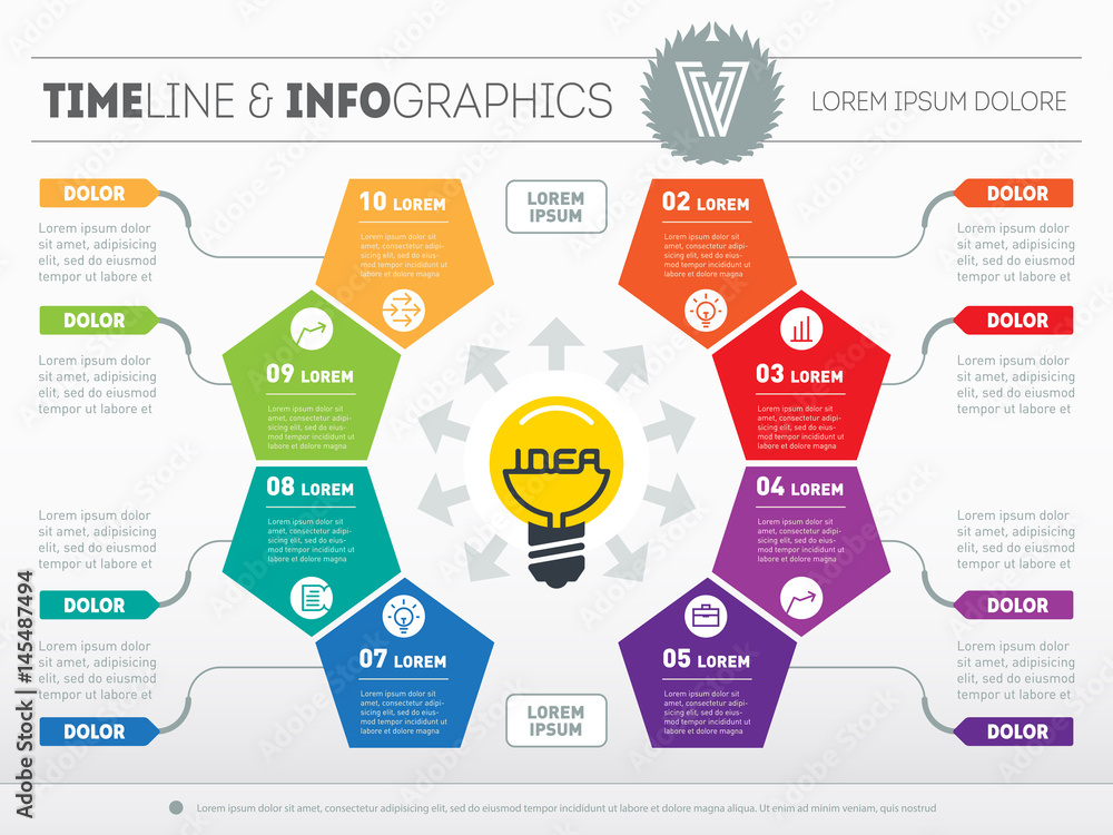 Business concept with eight options - from idea to final product ...