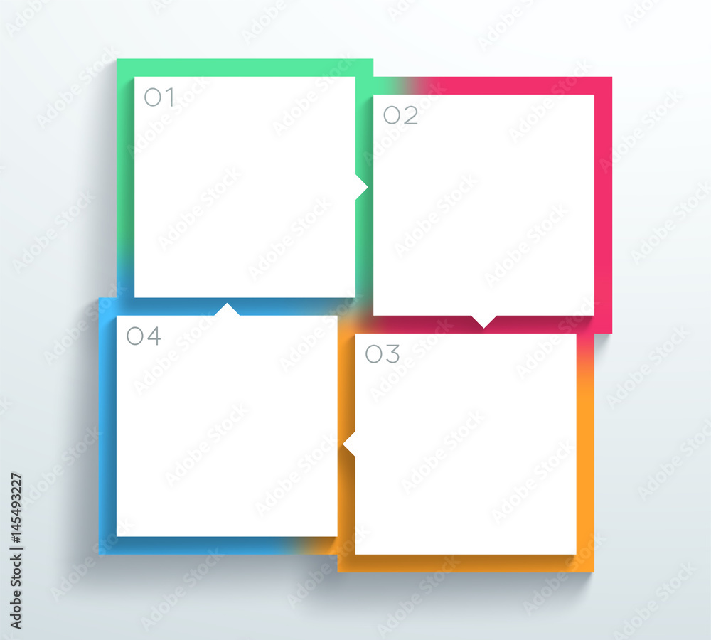 Vector Color 3d Square Text Boxes 1 to 4 Cycle Infographic A Stock ...