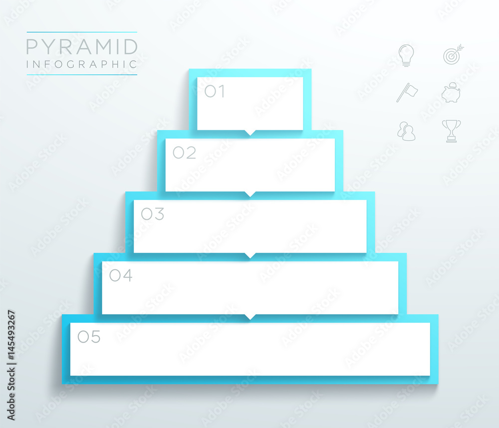 Vector 3d Text Boxes 1 to 5 Stacked Pyramid Infographic A Stock Vector ...