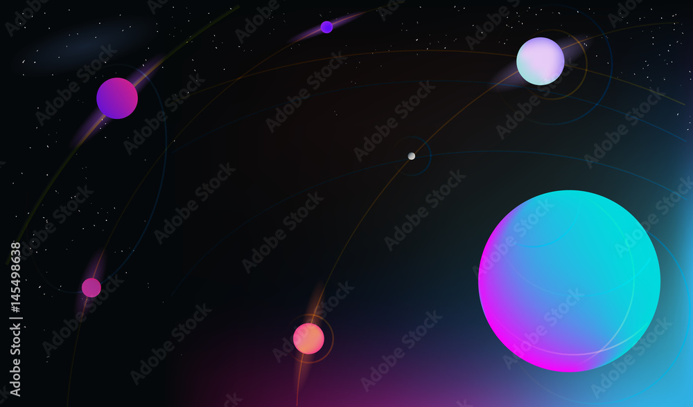Neon Planets That Are Blue