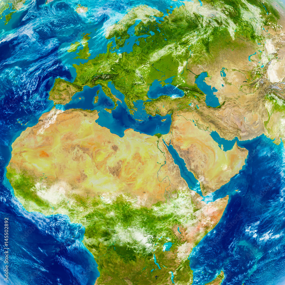 EMEA region on physical map Stock Illustration | Adobe Stock