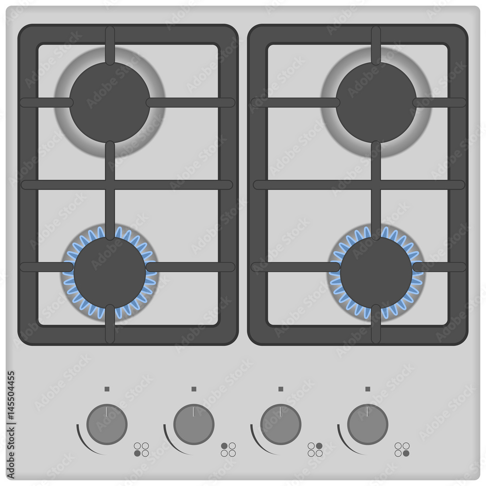 Gas stove isolated on white background. Top view vector illustration ...