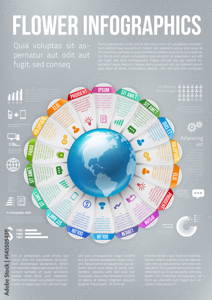 Flower style infographic chart options menu Stock Vector | Adobe Stock
