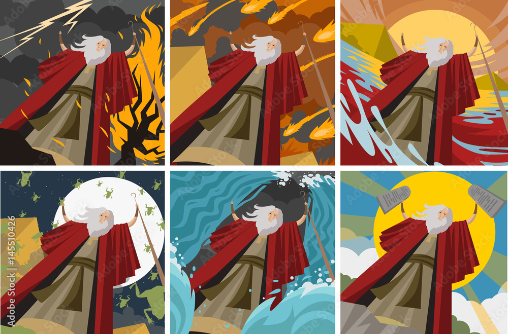 miracles of moses in the exodus Stock Vector | Adobe Stock