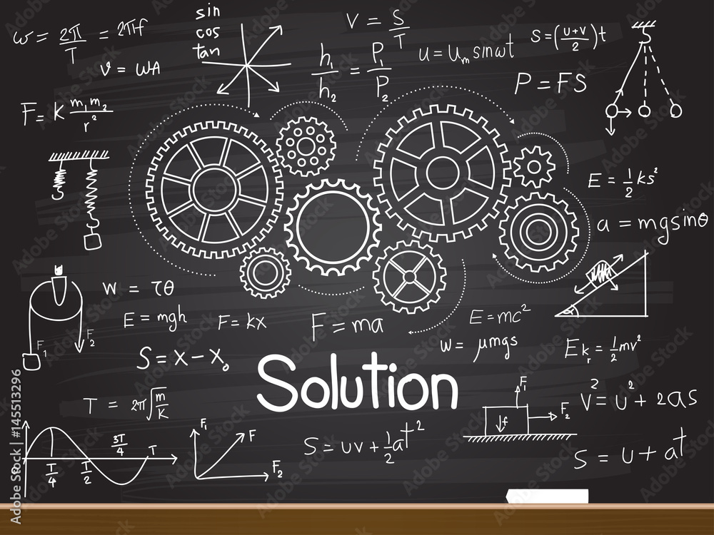 Poster Chalk hand drawing with solution word. Vector illustration ...