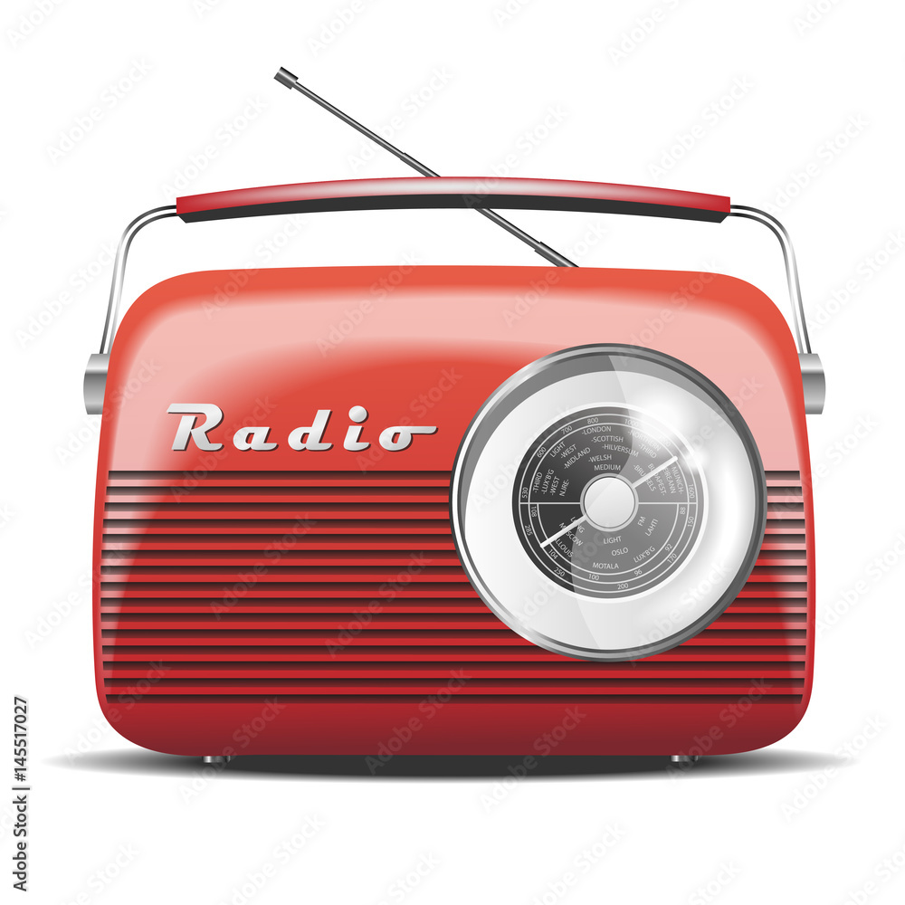Red Vintage Radio. Vector illustration vector de Stock | Adobe Stock