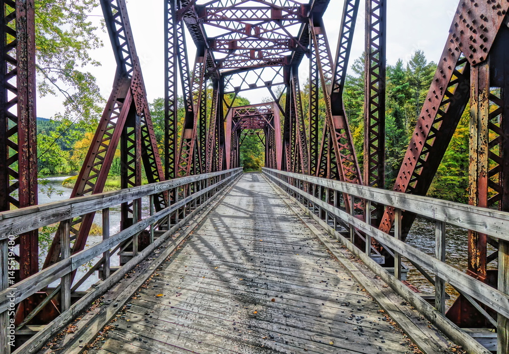A trestle supported pedestrian bridge/walkway. Stock Photo | Adobe Stock