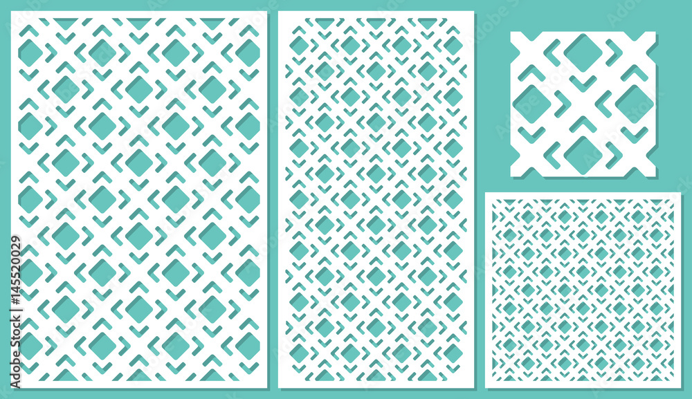 Set of decorative panels laser cutting. a wooden panel. Modern elegant ...