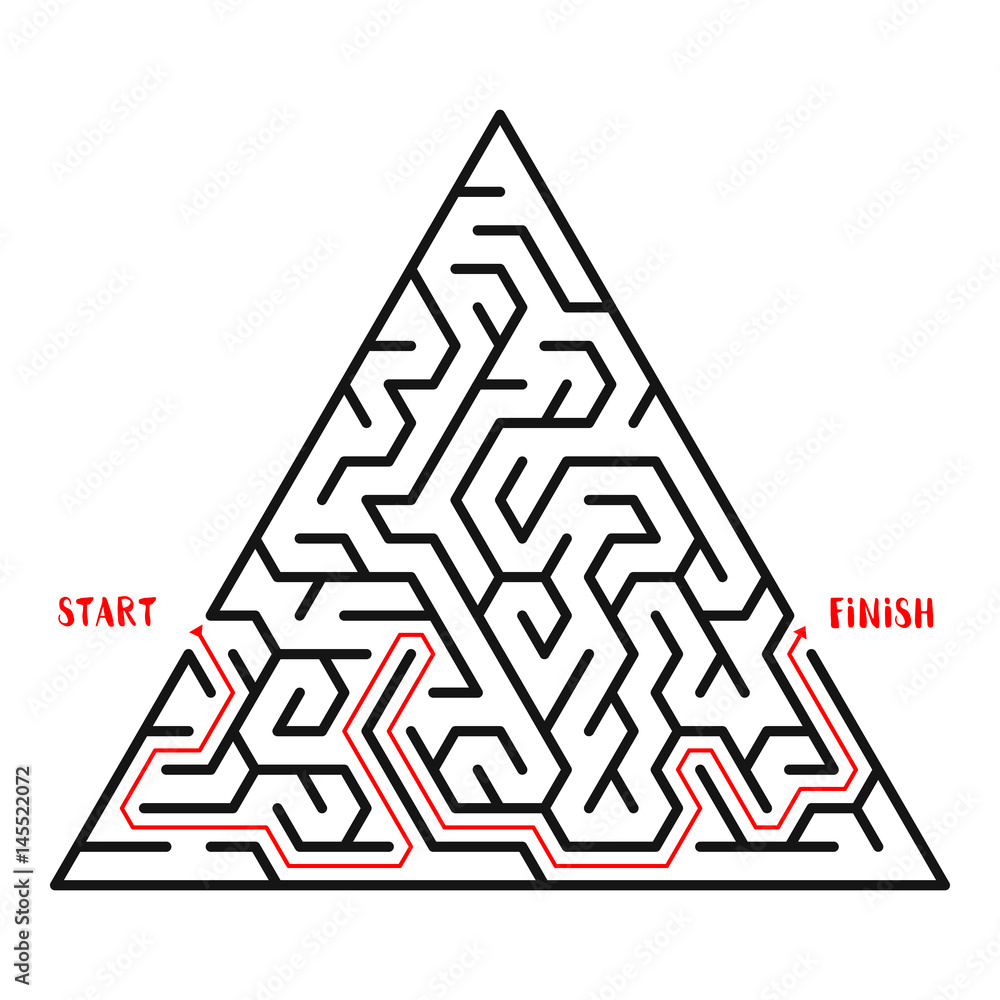Triangular Maze Game background. Labyrinth with entry and exit. Vector Illustration. Stock ...