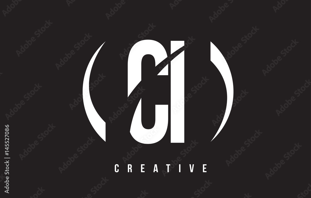 CI C I White Letter Logo Design with Black Background. Stock Vector ...