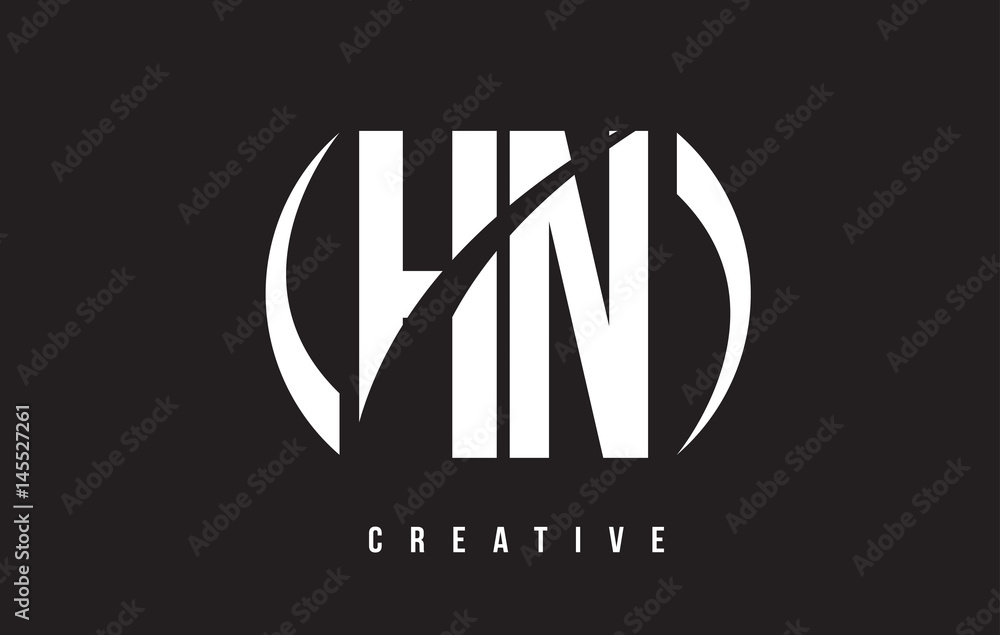 HN H N White Letter Logo Design with Black Background. Stock Vector ...
