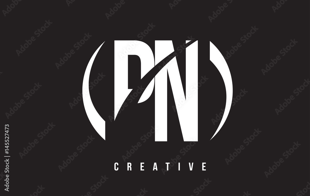 PN P N White Letter Logo Design with Black Background. Stock Vector ...