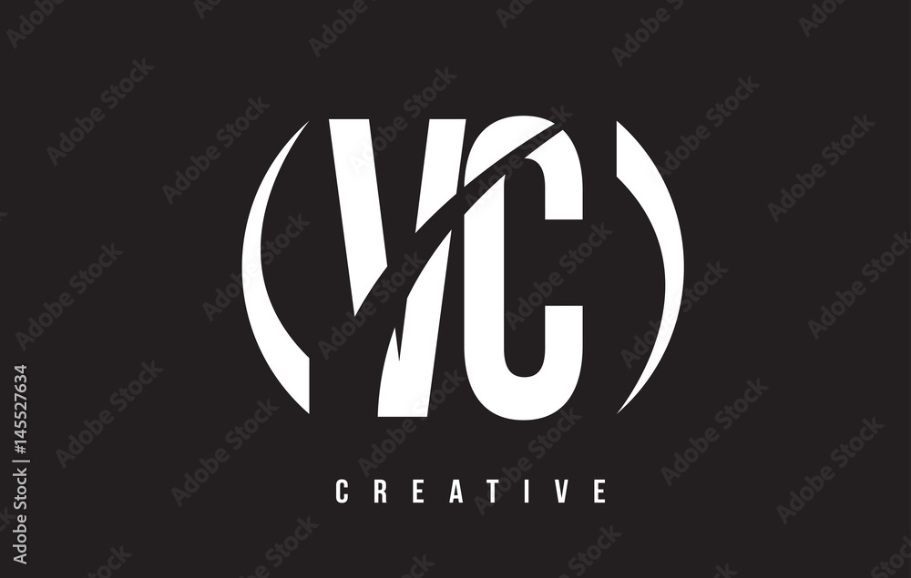 VC V C White Letter Logo Design with Black Background. Stock Vector ...