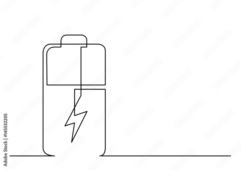 continuous line drawing of battery Stock Vector | Adobe Stock