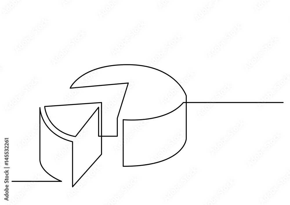 continuous line drawing of pie chart Stock Vector | Adobe Stock