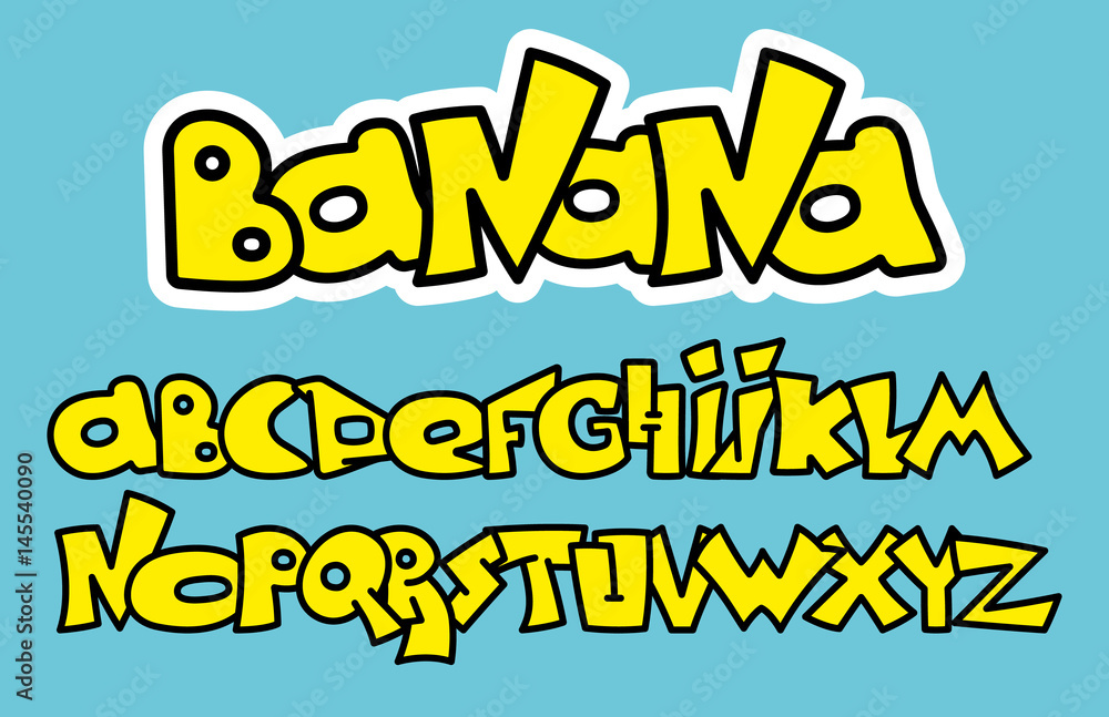 Yellow Graffiti Font Alphabet. Vector letters design. Stock Vector ...