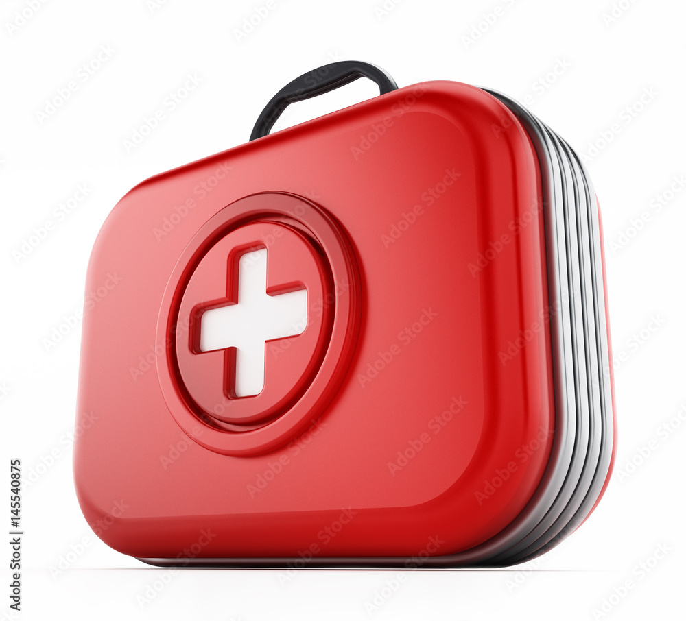 First aid kit isolated on white background. 3D illustration Stock ...