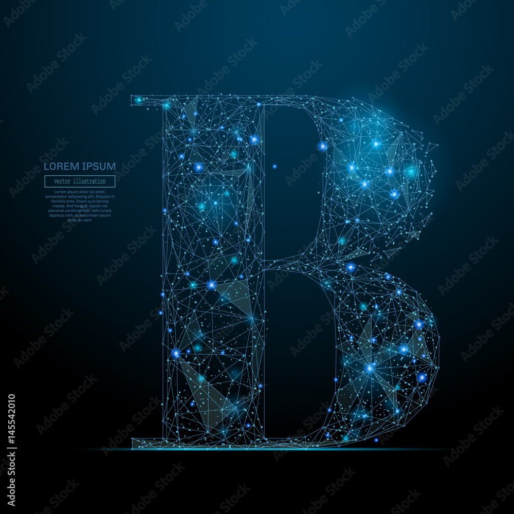 Abstract image of the letter B with diagram of a starry sky or space ...