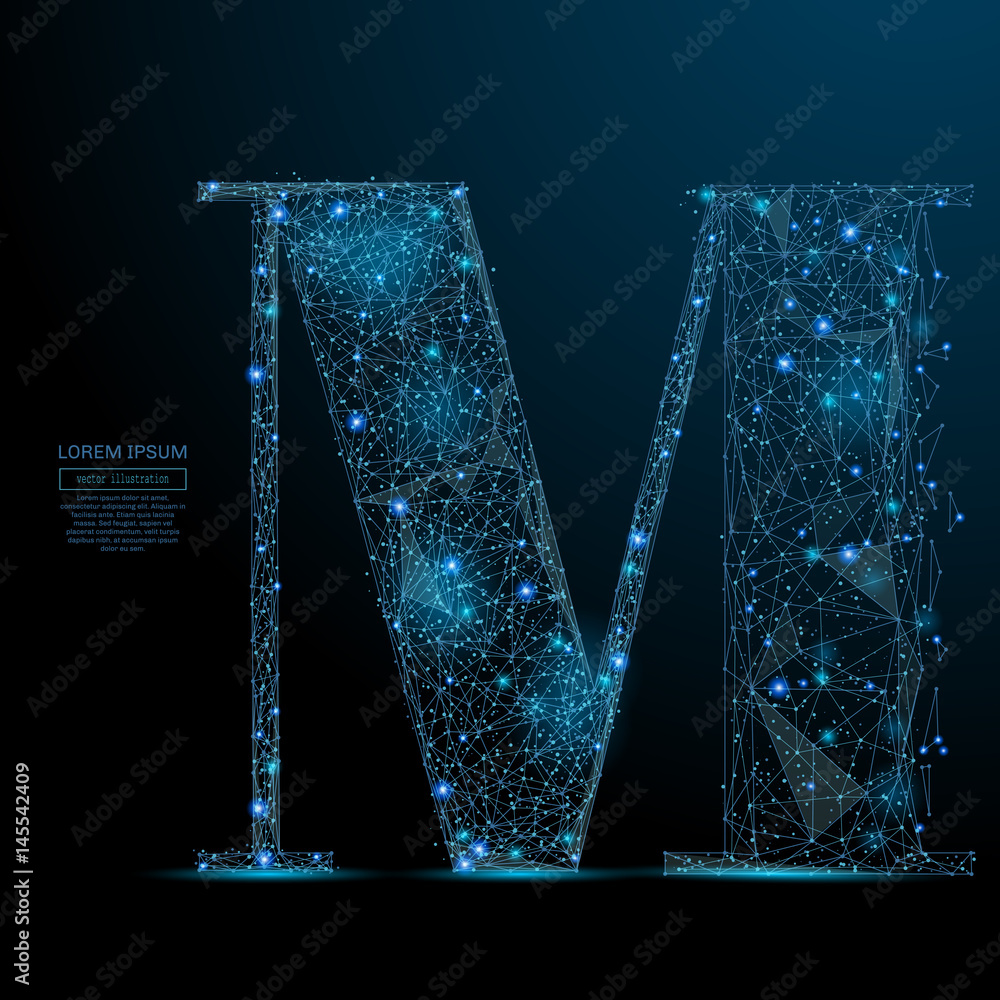 Abstract image of athe letter M of a starry sky or space, consisting of ...