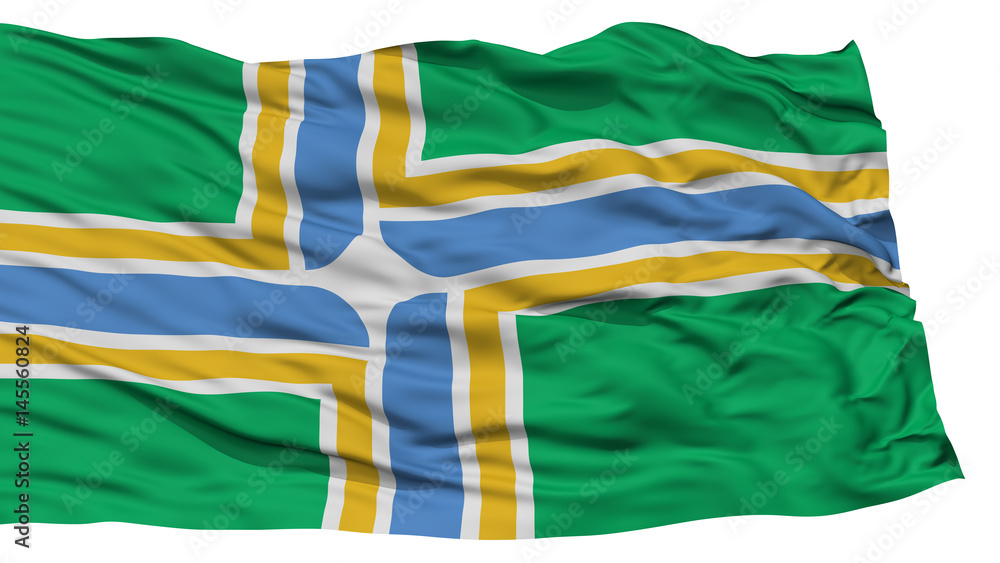 Isolated Portland City Flag, City of Oregon State, Waving on White ...
