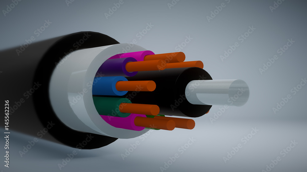 Cross section of power cable. 3d rendering Stock Photo | Adobe Stock