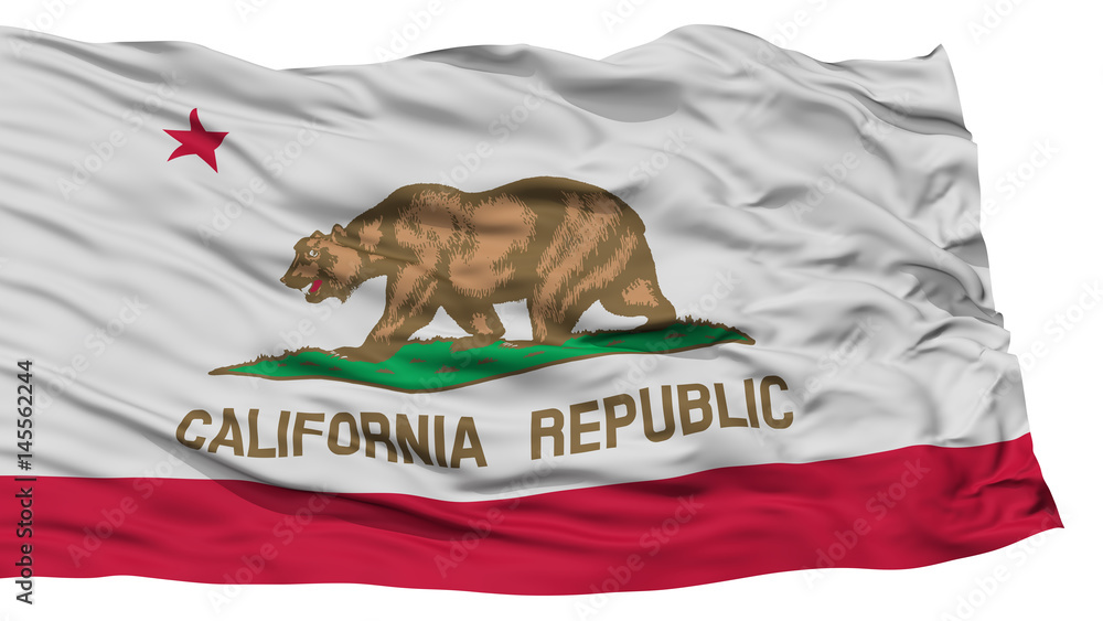 Isolated California Flag, USA state, Waving on White Background, High ...