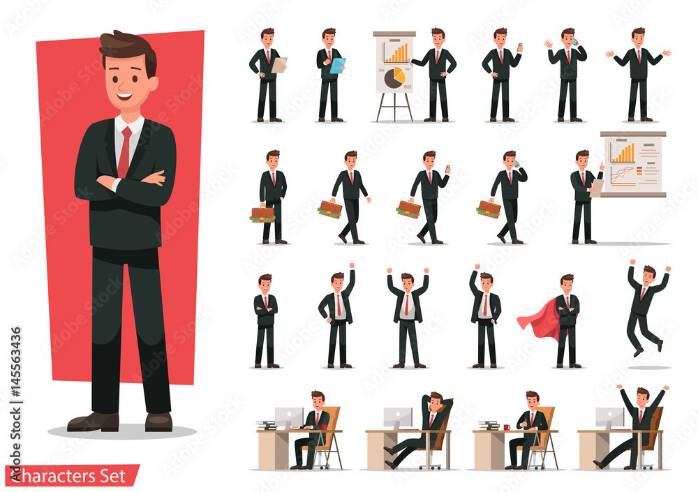 Set of Businessman character design. Stock Vector | Adobe Stock