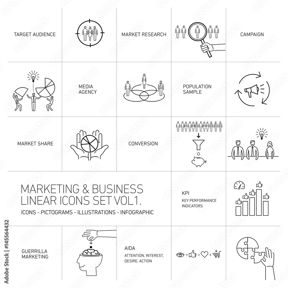 Single Black And White Business Icons