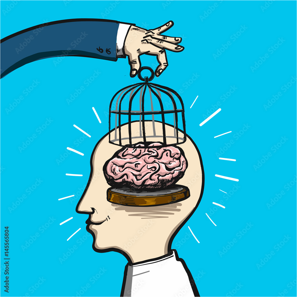 the liberation and freedom of the mind - conceptual vector illustration ...