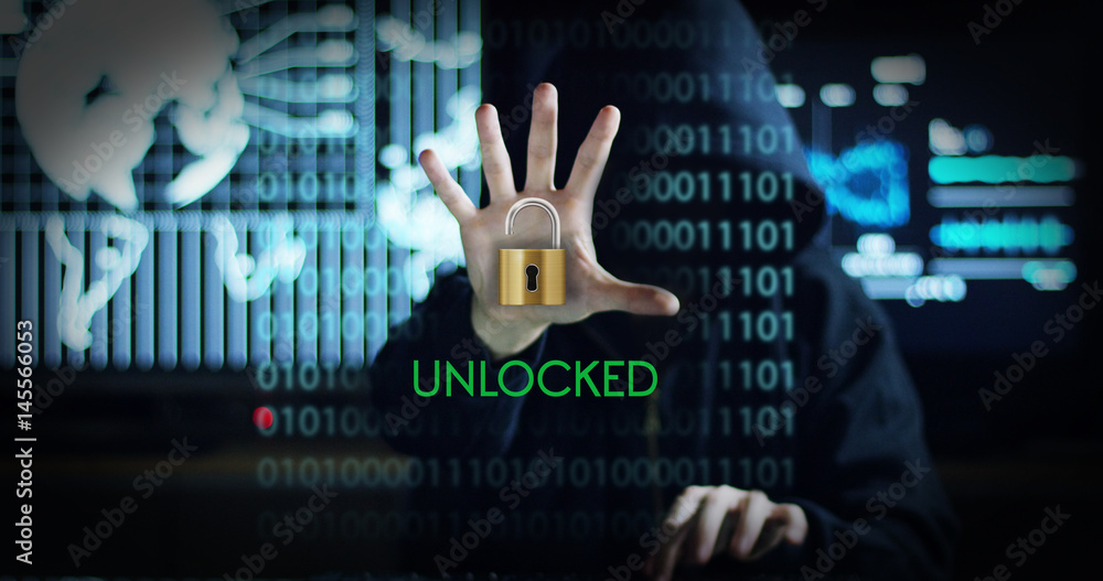 Hacker tries to enter the system using codes and numbers to find out ...