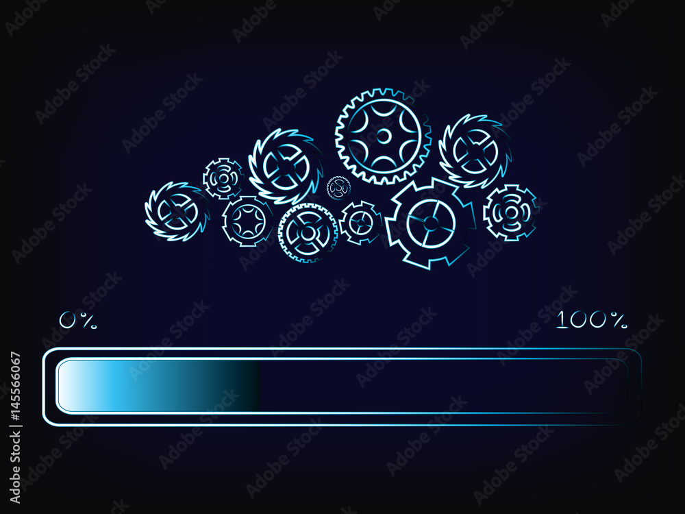 complex gearwheels mechanism with progress bar loading Stock Vector ...