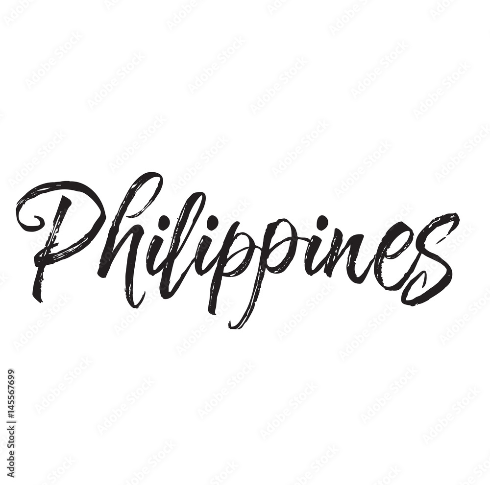 philippines, text design. Vector calligraphy. Typography poster. Stock ...