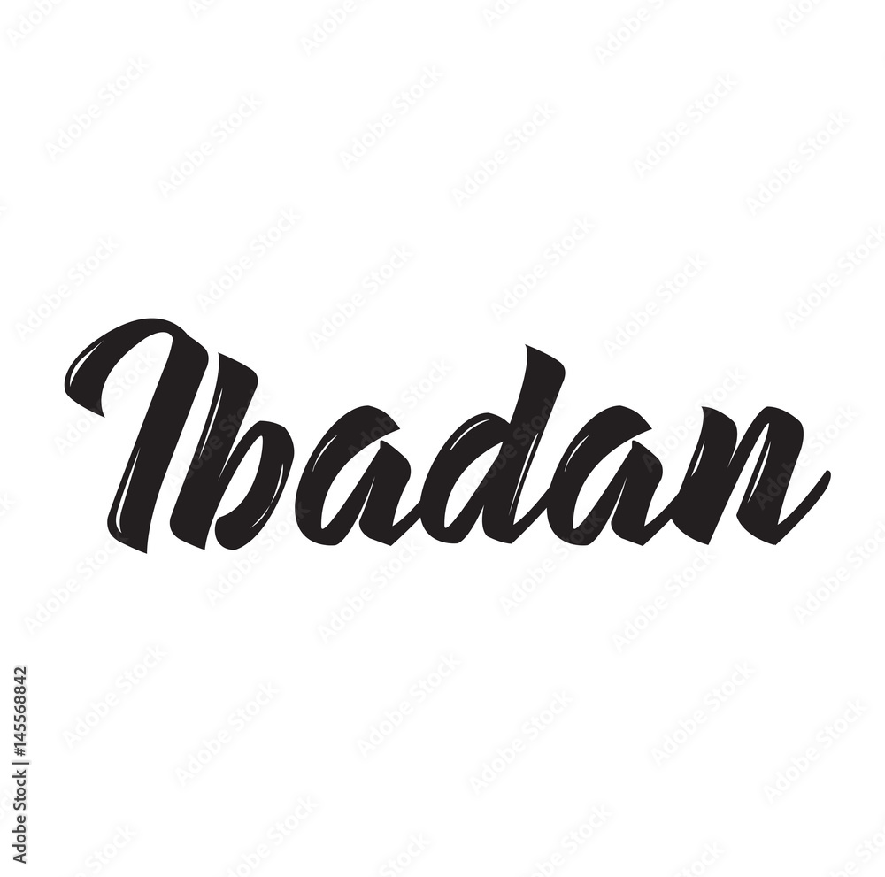 ibadan, text design. Vector calligraphy. Typography poster.text design ...