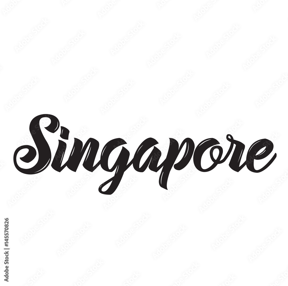 singapore, text design. Vector calligraphy. Typography poster. Stock ...