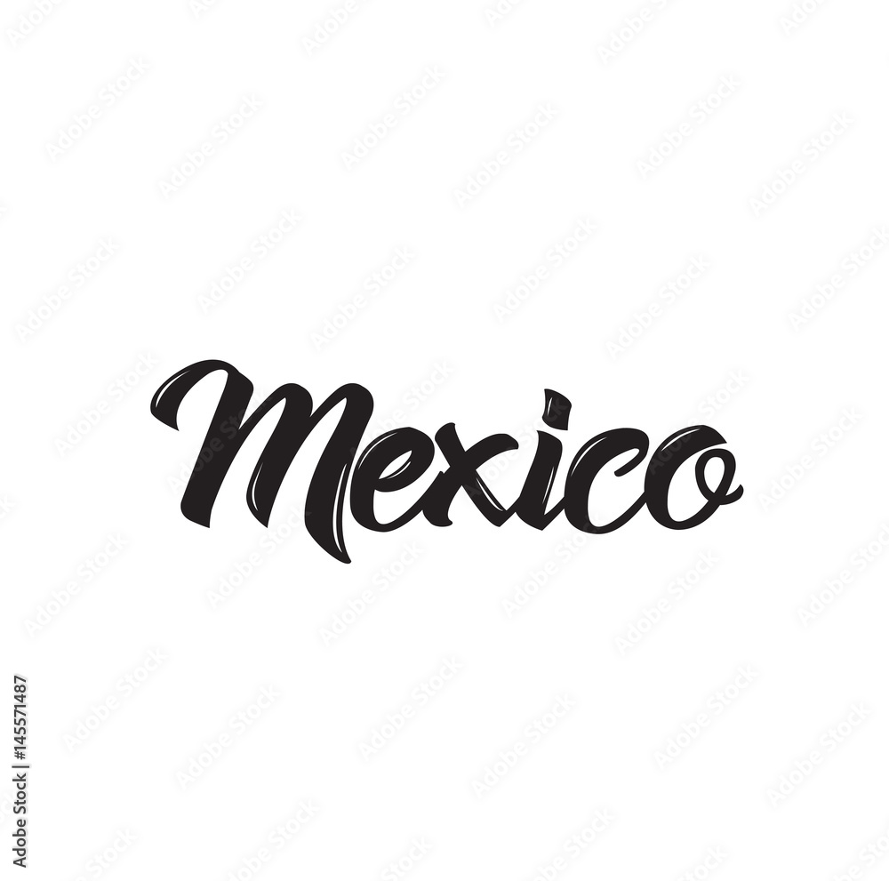 mexico, text design. Vector calligraphy. Typography poster. Stock ...