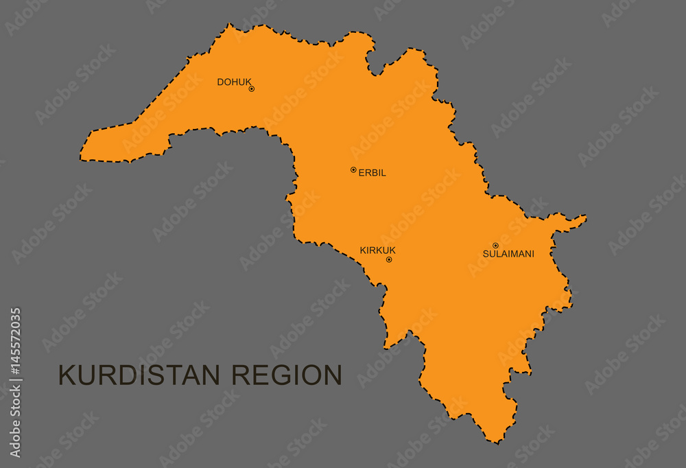 Kurdistan Region Map Stock Illustration | Adobe Stock