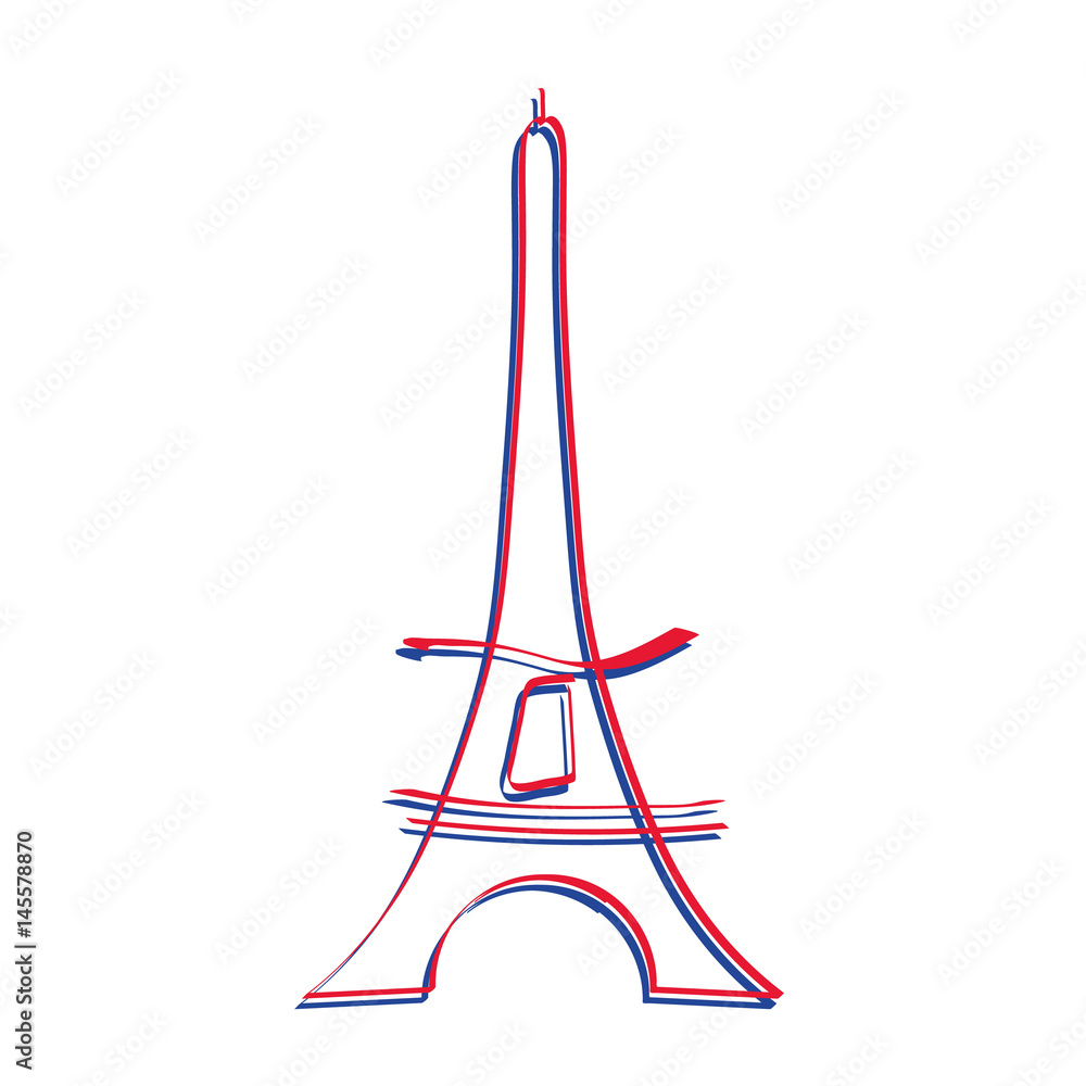 Tour eiffel bleu blanc rouge Stock Vector | Adobe Stock