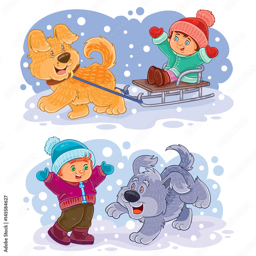 Children In Winter Clipart
