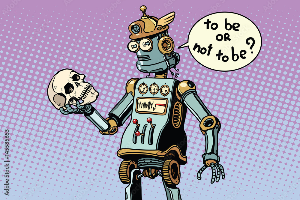 robots and humanity, a scene from hamlet Stock Vector | Adobe Stock