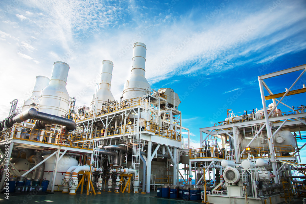 Exhaust of gas turbine engine at offshore oil and gas platform Cooling ...