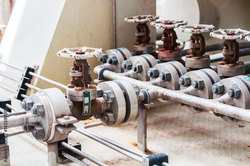 Manual operate ball valve at offshore oil and gas central processing ...