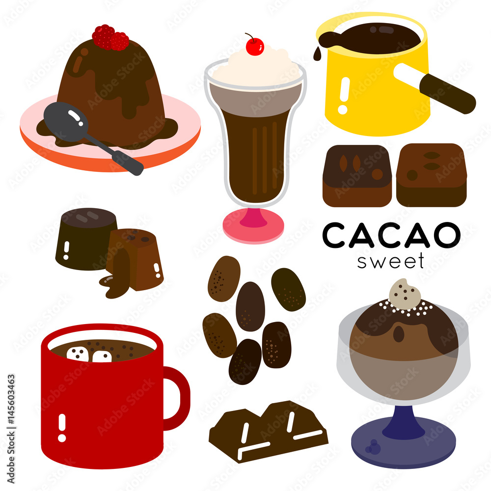 CACAO SWEETS Sweet menu is made from cacao. Stock Vector | Adobe Stock