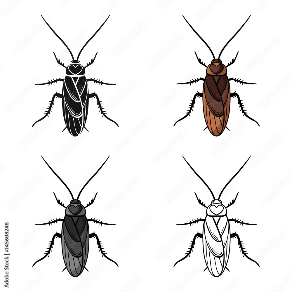 Cockroach icon in cartoon style isolated on white background. Insects ...