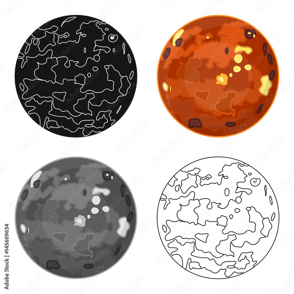 Venus icon in cartoon style isolated on white background. Planets ...