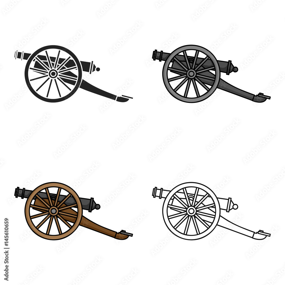 Cannon icon in cartoon style isolated on white background. Museum ...