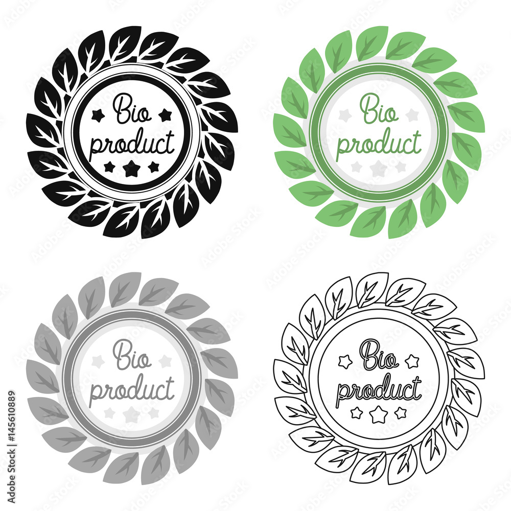 Bio-product icon in cartoon style isolated on white background. Label ...