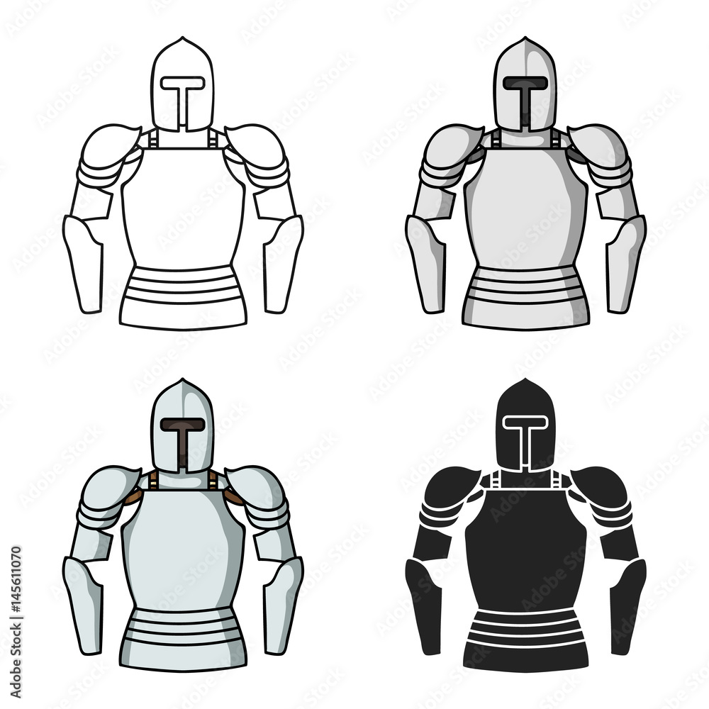 Plate armor icon in cartoon style isolated on white background. Museum ...