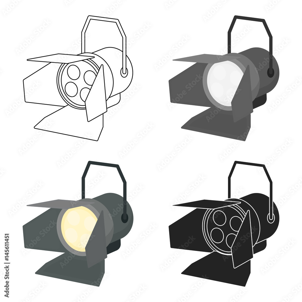 Spotlight icon in cartoon style isolated on white background. Light ...