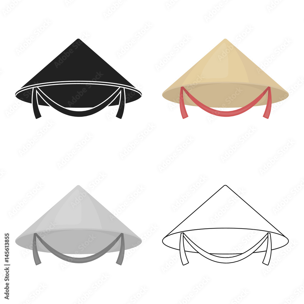 Conical hat icon in cartoon style isolated on white background. Hats ...